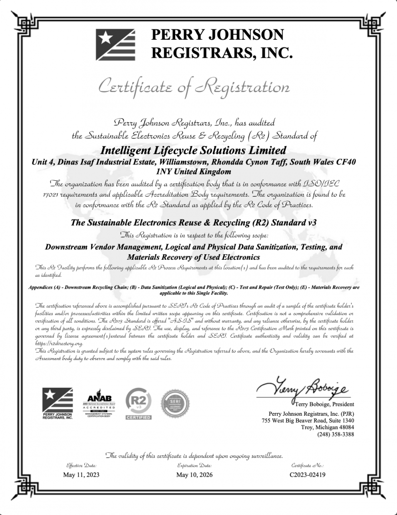 Certifications – Intelligent Lifecycle Solutions