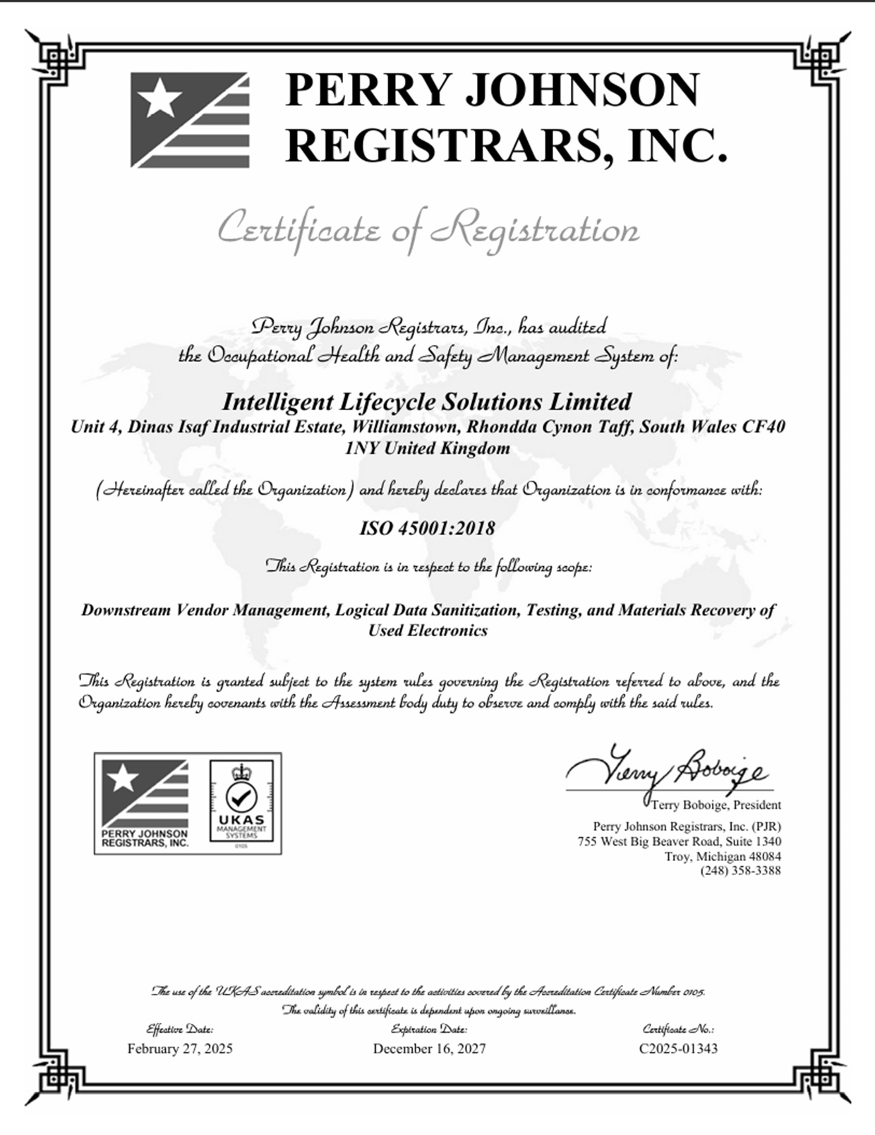 Certifications – Intelligent Lifecycle Solutions